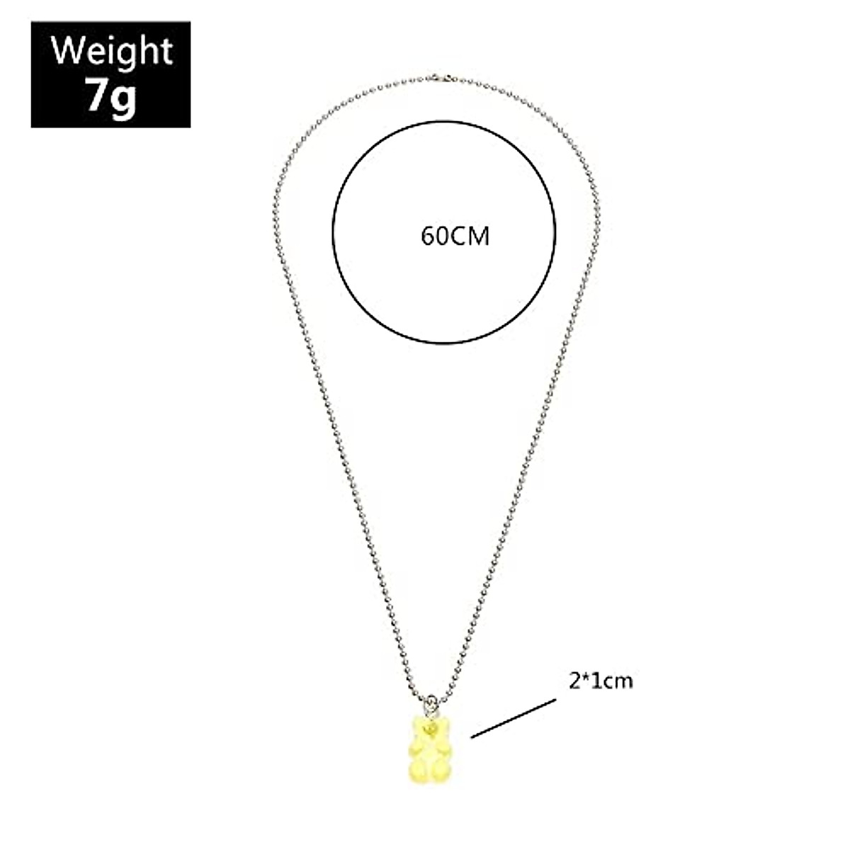 10 Pcs Colorful Resin Gummy Bear Pendant Necklace Cute Transparent Rainbow Candy Color Bear Chain Necklaces Accessories Lovely Twinkling Animal Punk Party Jewelry for Women Gifts