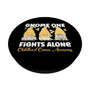 Gnome One Fights Alone Gold| Childhood Cancer Awareness PopSockets Standard PopGrip