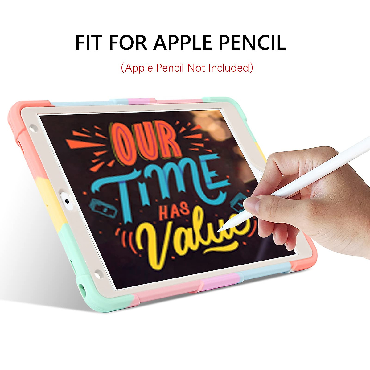 GUAGUA Compatible for iPad Air 2 Case for Kids, iPad 6th/5th Generation Case 2018/2017, iPad Pro 9.7 Case Kickstand Cover 2 in 1 Rugged Shockproof Anti-Scratch Tablet Case with Pen Holder, Colorful