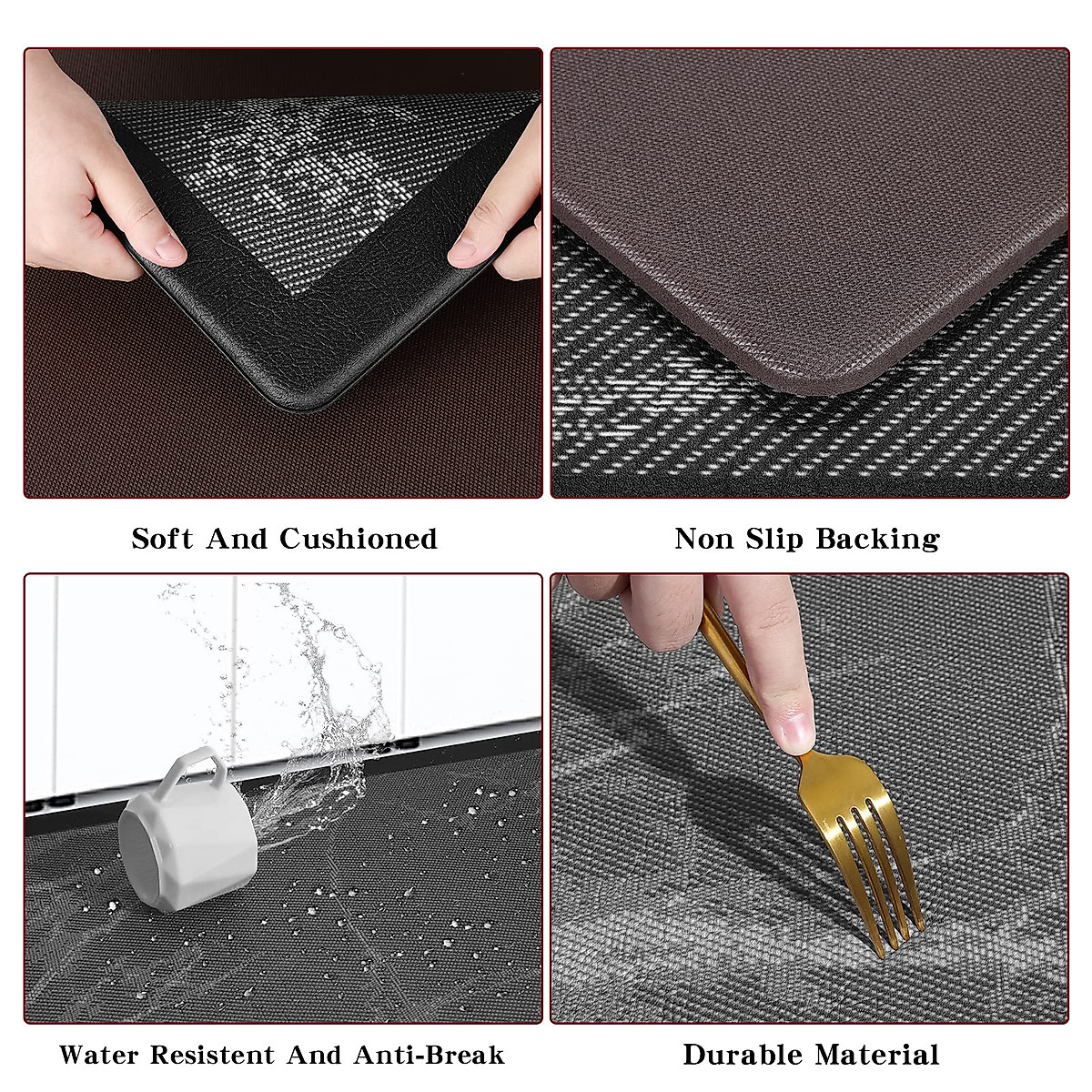 Kitchen Mat Rug for Floor,Kitchen Floor Mats 2PCS Cushion Anti Fatigue Comfort Mat for Home and Standing Desk (Black)