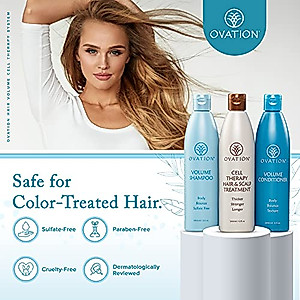 Ovation Hair Volume Cell Therapy 12 oz System - Volume Shampoo and Conditioner, Cell Therapy Hair & Scalp Treatment - Hair Treatment Set to Moisturize Baby Fine, Short Hair
