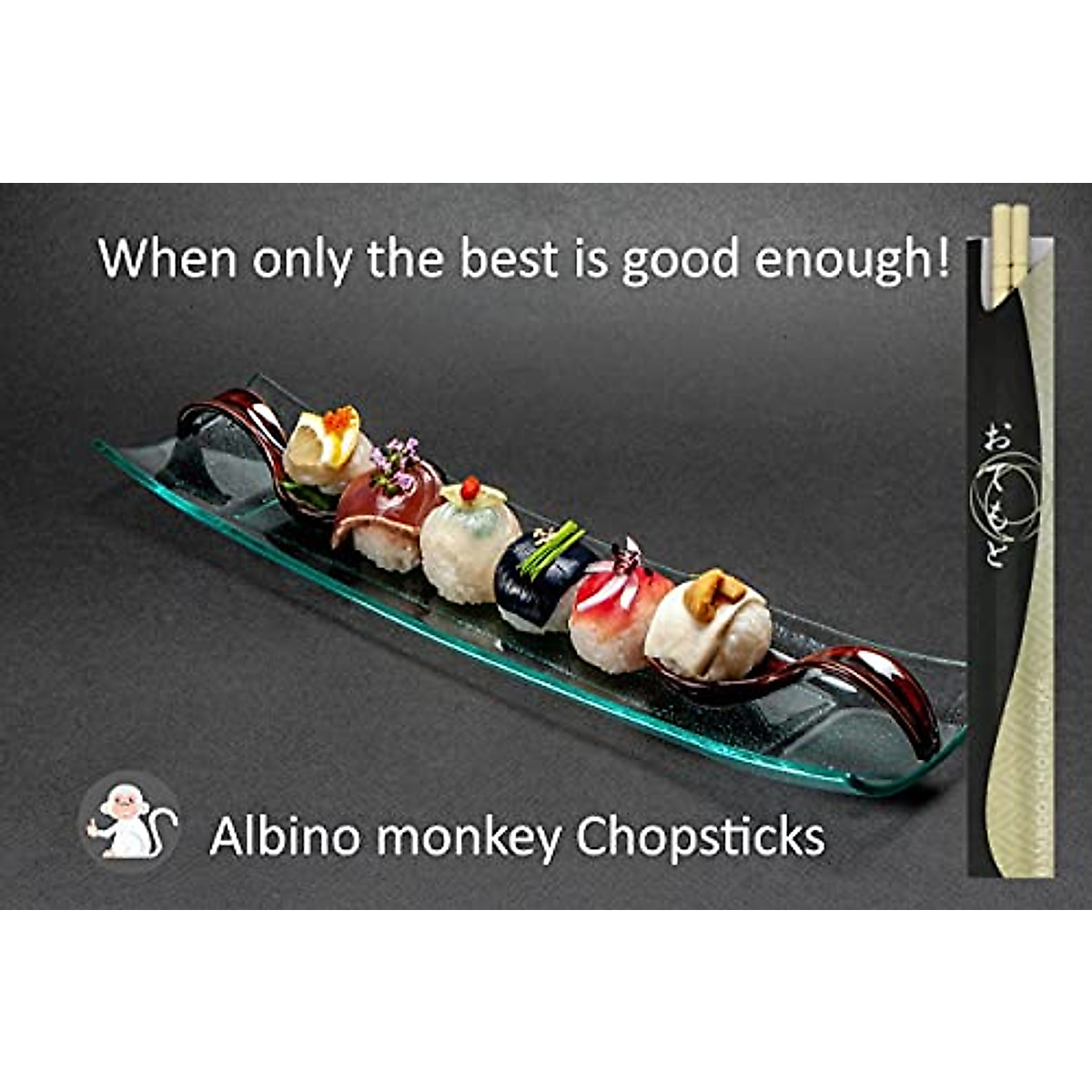 Albino Monkey 200 Round Separated Disposable Chopsticks | Best for Sushi | Bamboo Wooden Chinese Chop sticks - Bamboo Chopstick Bulk - Disposable Utensils Premium Quality - (100 Pairs)