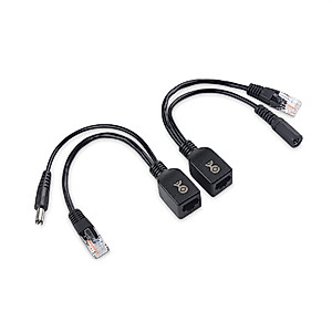 Cable Matters Inline Passive Power Injector Over Ethernet (PoE Injector and PoE Splitter Kit) in Black