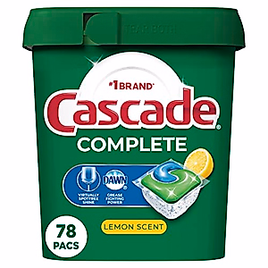 Cascade Complete Dishwasher Pods, Dishwasher tabs, Dish Washing Pods for Dishwasher, Dishwasher tablets, Lemon Scent ActionPacs, 78 Count