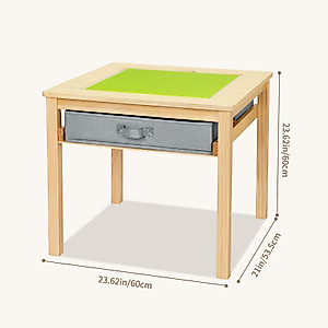OOOK Wooden Kids Building Block Table with Storage, Toddler Activity Table Gives Children A Space for Their Daily Life and Creativity, Nice Kids Play Table for Kids Room, Nursery, Classroom