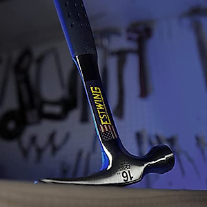 ESTWING Hammer - 16 oz Straight Rip Claw with Smooth Face & Shock Reduction Grip - E3-16S