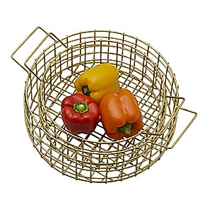 Gourmet Basics by Mikasa Kendall Set of 2 Storage Baskets, 12.5-Inch and 14.5-Inch, Gold