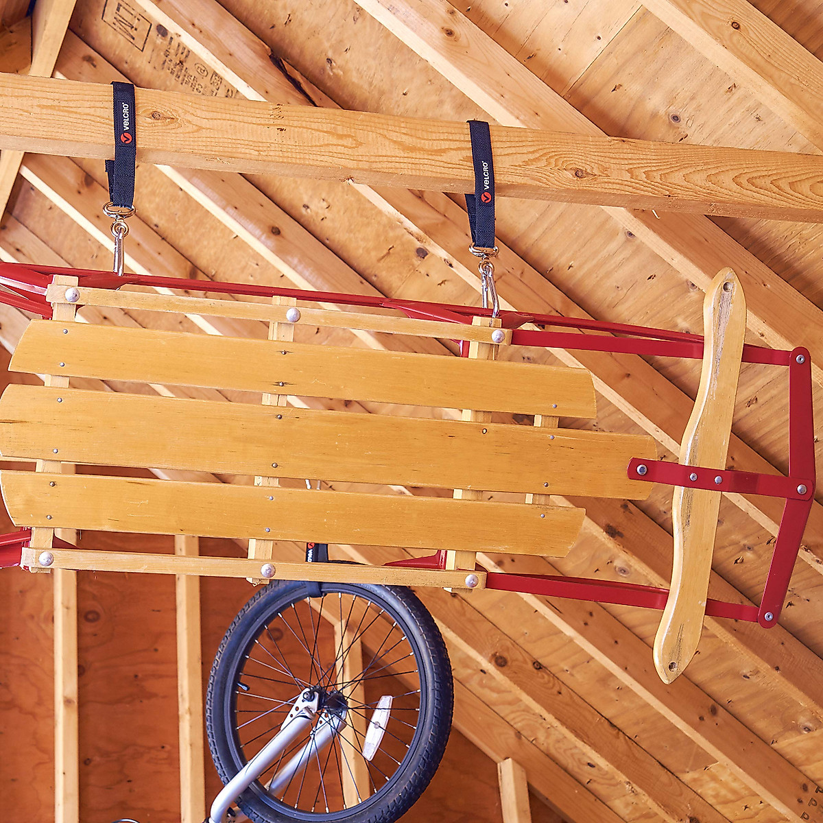 VELCRO Brand VEL-30688-USA Easy Hang Heavy Duty Straps Garage Storage and Organization, Extension Cord Holder, Pool Hoses, Tools, Shed, 2pk Large Holds 300lbs, Black