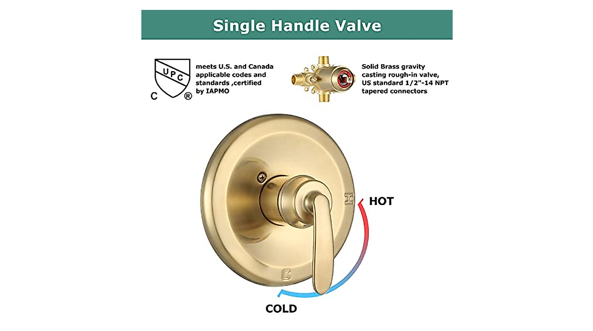 PARLOS Brushed Gold Shower System - 5-Setting Faucet