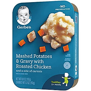 Gerber Graduates Lil' Meals MASHED POTATOES & GRAVY WITH ROASTED CHICKEN & CARROTS - 6.6oz. (Pack of 6)
