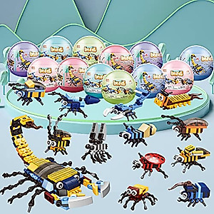 WINGIFT 12 Pcs Scorpion Building Blocks Set-12 in 1 Pre Filled Easter Eggs, Egg Surprise Animal Toys, Easter Egg Hunting,Easter Basket Stuffers,Party Favor for Kids,Birthday,Goodie Bag,Carnival Prizes