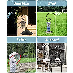 Artigarden Outdoor Shepherd Hooks 92 inch Tall for Bird Feeder (2 Packs), Adjustable Metal Garden Poles for Hanging Plants Solar Light Lantern, Bright Black