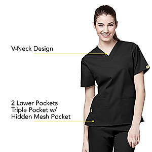 WonderWink Origins Women’s Bravo V-Neck Scrub Top - Black, XL