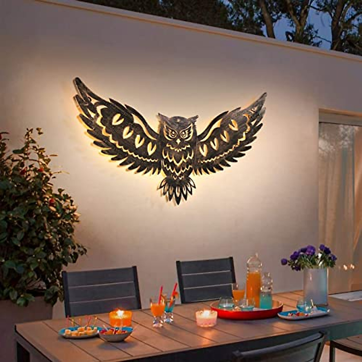 DIINOR Solar Wall Lights Owl Hanging Solar Lights Outdoor Metal Solar Garden Lights Porch Patio Yard Decorative Warm White