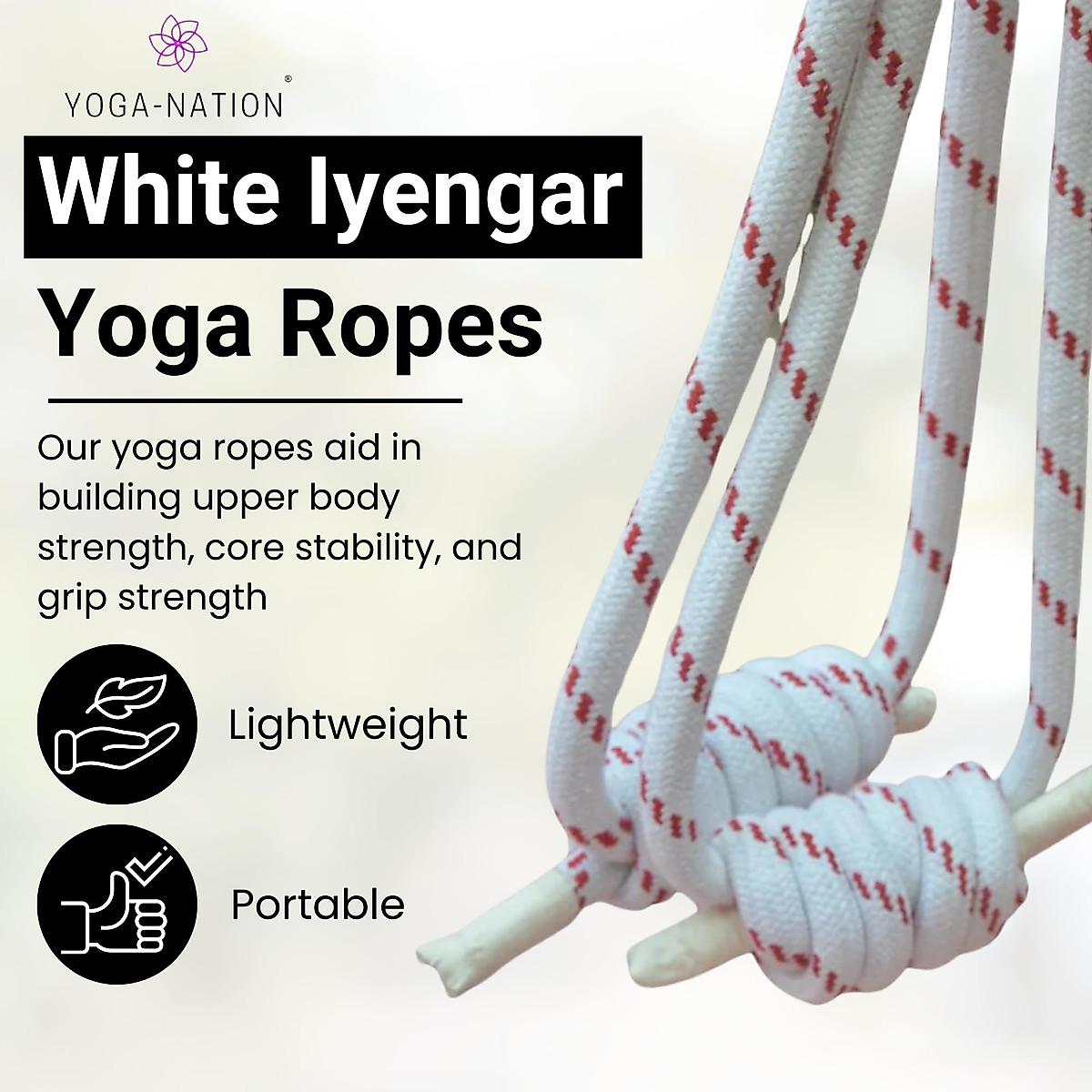 YOGA-NATION Iyengar yoga wall ropes(2 long & 2 small ropes)