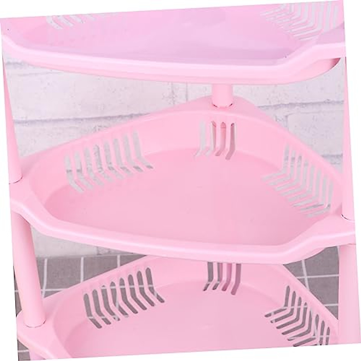 MUSISALY 3 Pink Corner Shelf Organizer Storage Shelf Rack Bathroom Shelves Desk Stand Rack