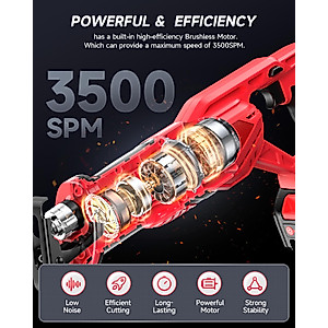 Reciprocating saw, Enhanced 3500 SPM Low Noise Brushless Motor, High-Performance 2*21V 4.0 Ah Batteries Extended Standby, 8 pcs Versatile Alloy Steel Blade Set Easily Cut Through Wood, Metal, ABS etc.