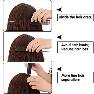 Rat Tail Comb Parting Combs for Braiding Hair Carbon Styling Comb Steel Pin Carbon Fiber Heat Resistant Teasing Combs Barber Combs with 3 Pieces Plastic Styling Hair Clips for Hair Stylist (Black)