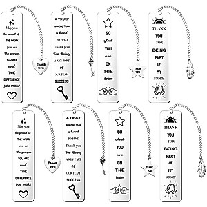 8 Sets Employee Appreciation Bookmark Coworker Thank You Book Markers for Women Colleague Stainless Steel Inspirational Bookmarks Bookworm Gifts for Leaving Retirement Farewell Office (Modern Style)