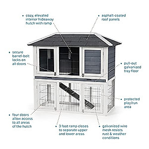 Prevue Pet Products 4601 Duplex Rabbit Hutch, Gray/White