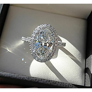 ZJQZBSS S925 sterling silver super flash diamond ladies ring oval egg-shaped zircon CZ engagement ring romantic wedding bridal dinner jewelry (10)