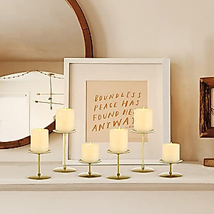 Golden Cylindrical Candle Holder Set (6 Piece Set) Metal Candle Holder Holder, Used for Table Decoration, Home Decoration, Wedding