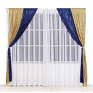 SquarePie Sequin Curtain 2FT x 8FT Navy Blue 2 Panels Backdrop for Wedding Party Independence Day