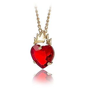 Necklace for Evie Costume Jewelry for Girls Halloween Dress Up Necklace For Evie Fans with Red Heart Glass Pendant