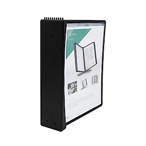Tarifold Wall Mounted Reference System with 10 Easy-Load Pockets - 20 Sheet Capacity - Letter-Size - Black (EZW771)