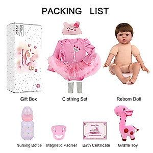 CHAREX Realistic Reborn Baby Dolls Real Looking Lifelike for Girls 22 Inch Handmade Weighted Newborn Silicone Doll with Giraffe Toy Gifts Kids Age 3+