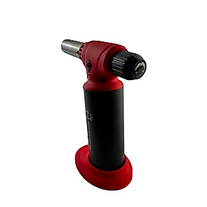 Space King Tall Wind-Proof Torch Lighter - Adjustable Flame - Child-Lock - Perfect for Camping, Kitchen, Backyard, Travel, Beach, BBQ, Mountain, Outdoors, Travel, Garage, and More. (Red)