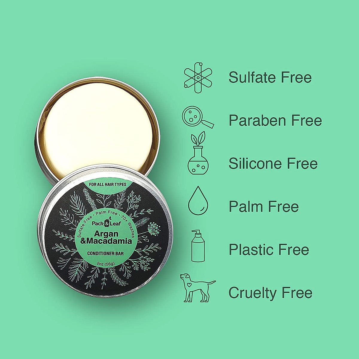 Shampoo Bar and Conditioner Bar Travel Set, Lemongrass & Gillyflower for Dry Hair, Sulfate Free, Palm Oil Free, Plastic Free, Eco-Friendly Natural Solid Bars