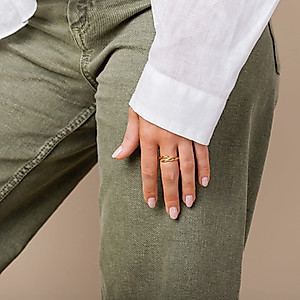 PAVOI 14K Gold Plated Open Twist Eternity Band Yellow Gold for Women Size 8