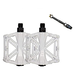 Free-fly Bicycle Pedal - Aluminum Bearing Bike Pedals with 16 Anti-Skid Pins - Lightweight Platform Pedals - Universal 9/16" Bike Pedal for Mountain BMX MTB Road Bike (White)