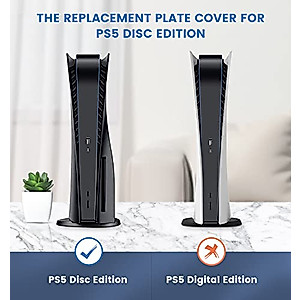 PS5 Faceplate Cooling Version PS5 Plate Cover Skin for Playstation 5 Disc Edition Upgraded Turbo Vents PS5 Replacement Side Plate Hard Shockproof ABS Anti-Scratch PS5 Plate Case Cooling Matte Black