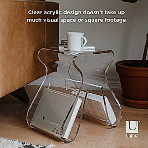 Umbra Magino, Acrylic Side Table, End Table, Stool with Storage, Modern Magazine Rack, Clear,21.725" x 20.9" x 15.125"