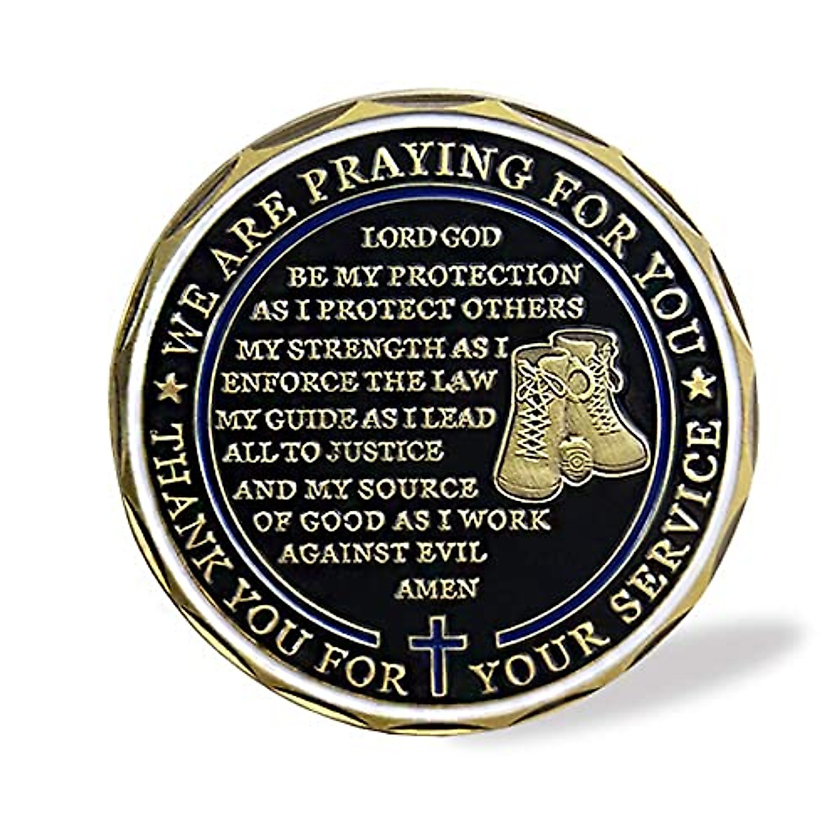Police Officer Challenge Coin Saint Michael Prayer Gift Thank You For Your Service