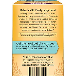 Yogi Tea - Purely Peppermint Tea (6 Pack) - Supports Healthy Digestion - Caffeine Free - 96 Organic Herbal Tea Bags