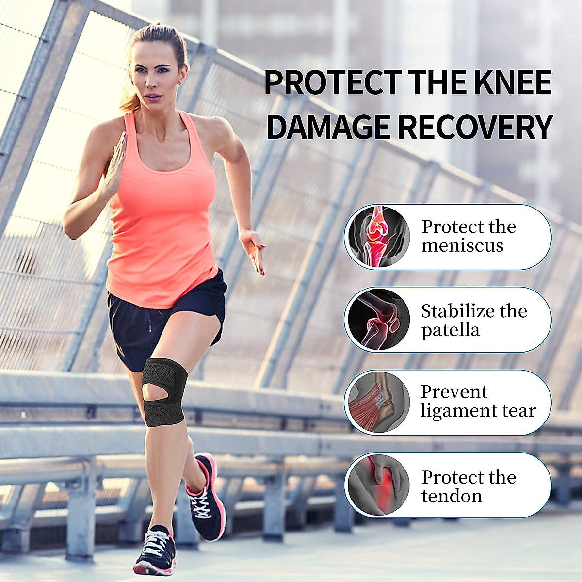 Galvaran Knee Brace with Side Stabilizers Relieve Meniscus Tear Knee Pain ACL MCL Arthritis,Joint Pain Relief, Breathable Adjustable Knee Support Suitable for Men and Women with Sports Injuries