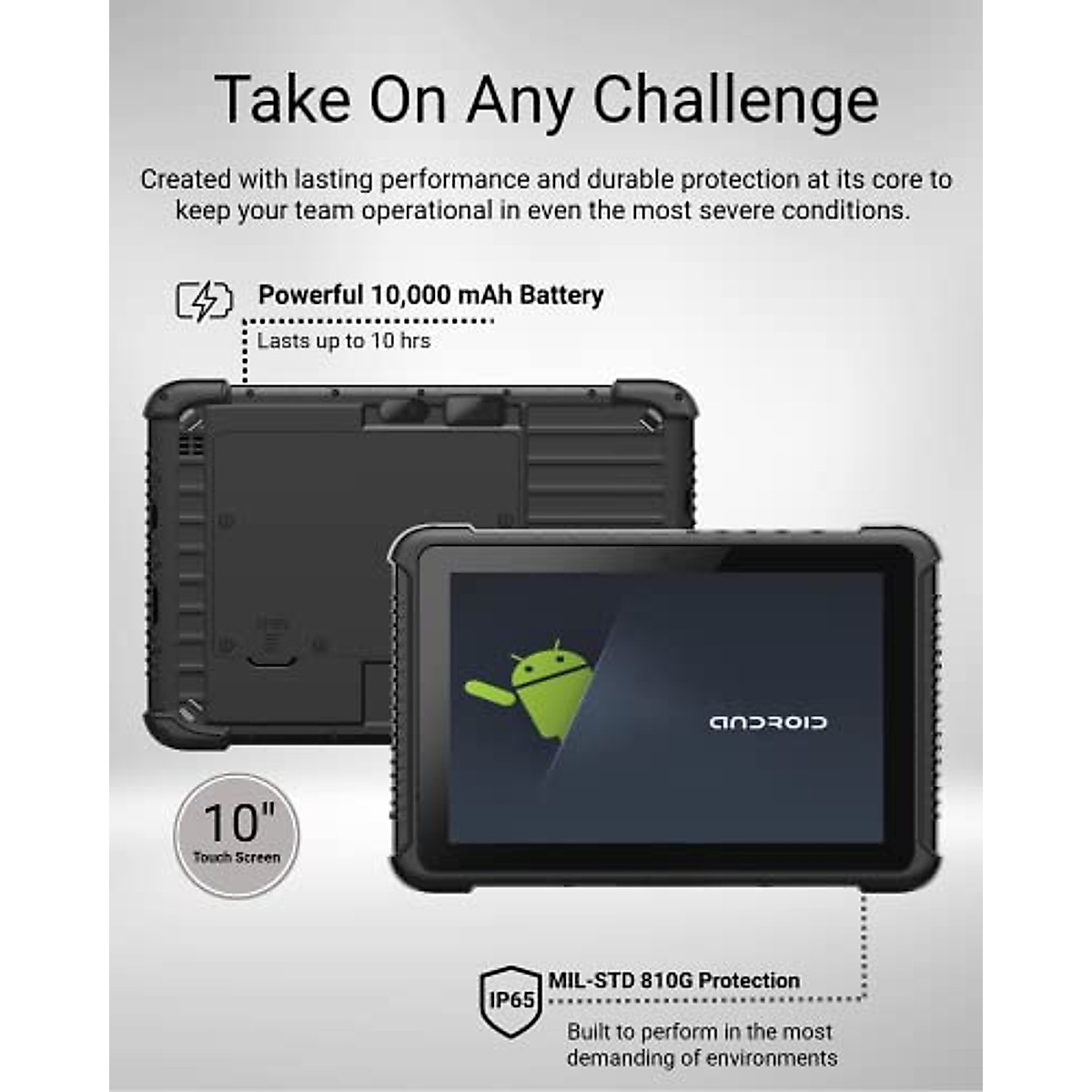 Minno Resilient Rugged Android Tablet | No Scanner (10 Inch)