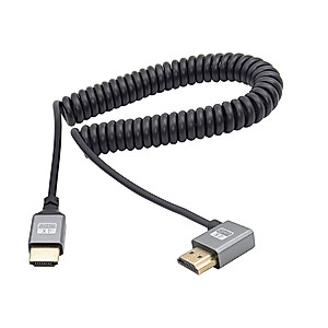 RIIEYOCA 90 Degree Left Angle UHD 4K HDMI Male to HDMI Male 18Gbps High Speed 2.0 Extender Coiled Cable Supports 4K@60Hz,1080p,ARC,3D,for DVRs,HDTV,Roku Ultra Stretchable to 1.5M/5FT