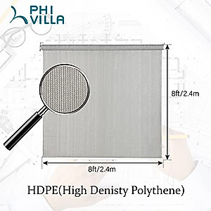 PHI VILLA Aluminum Patio Shades Roll Up Outdoor Sun Shade Roller 8ft Width by 8ft Height,Grey