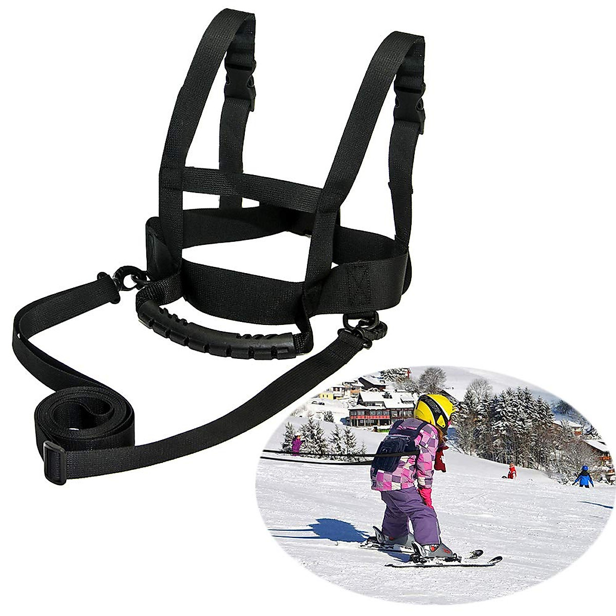 ZipSeven Kids Ski Harness Heavy Duty Ski Shoulder Training Harness Ski Training Leash for Skating, Skateboarding, Snowboard, Roller Skating, Cycling for Kids and Beginners