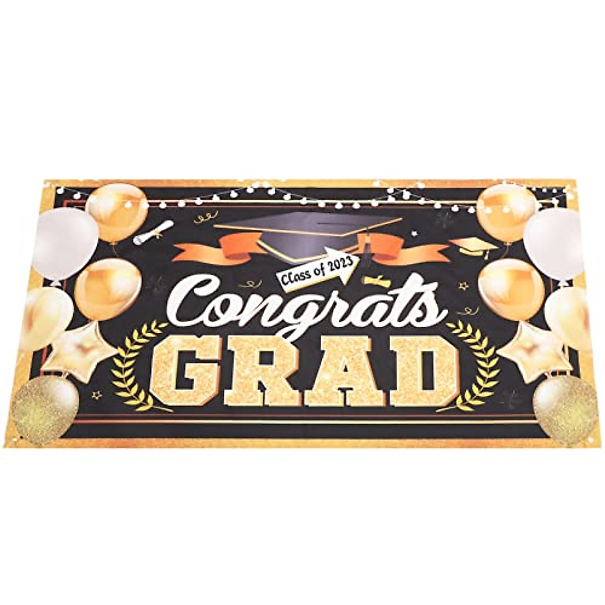 Didiseaon Graduation Backdrops for Photography 2023 Graduation Porch Sign Graduation Party Banner 2023 Graduation Backdrop Party Backdrop Curtain Gold Decor Prom Graduation Season Polyester