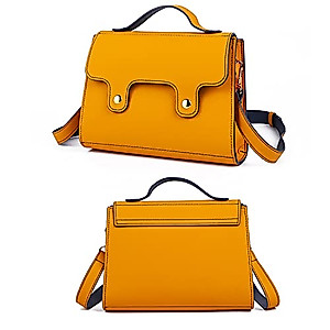 KUMarte Crossbody Bags For Women Vegan Yellow Leather Cute Phone Designer Waterproof Crossbody Bag Adjustable Shoulder Straps Handbag Purse Bag Girl Messenger Satchel Bag