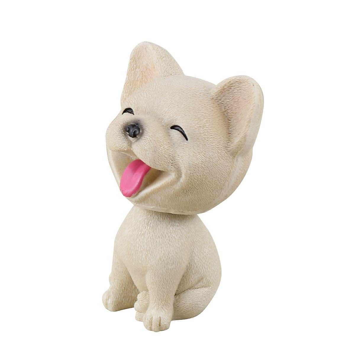 Amosfun Dashboard Nodding Heads Bobble Head French Bulldog Dog Car Dash Puppy Simulation for Car Vehicle Cake Decoration Decor Home Decorative