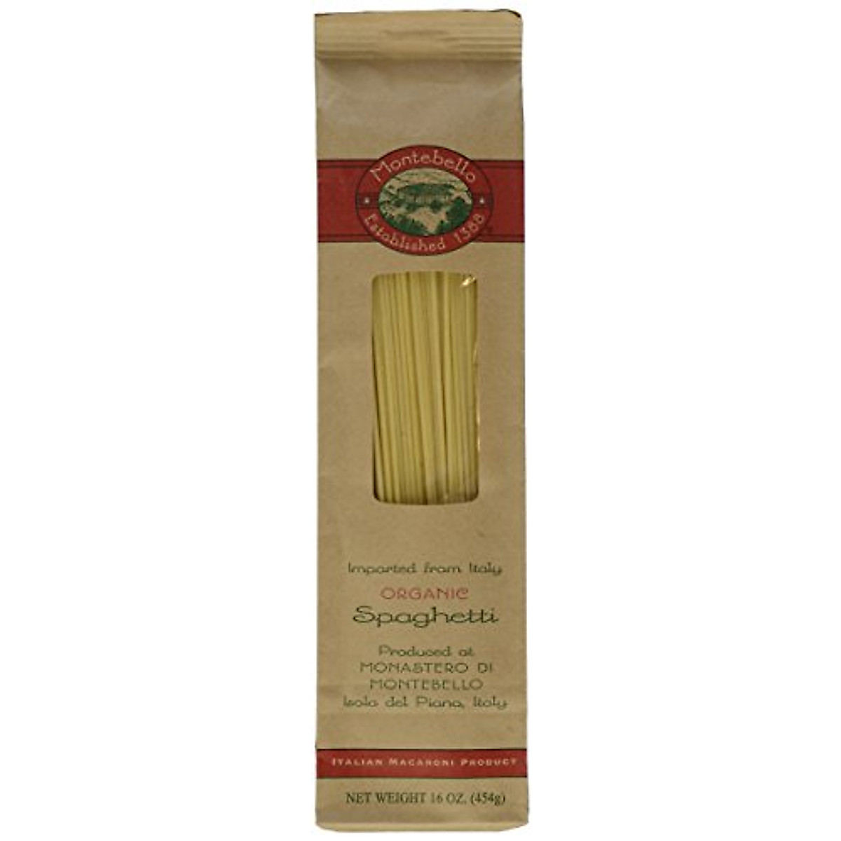 Montebello Organic Pasta spaghettie, 16 Ounce, 5 count