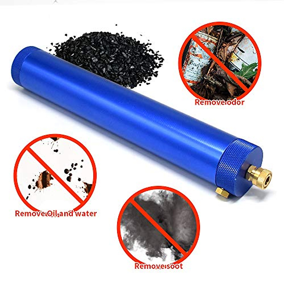30Mpa Oil Water Separator PCP Air Compressor Pump 4500Psi High Pressure Air Filter Diving Separator L300mm OD50mm with 8mm Female and Male Quick Connector (Blue)