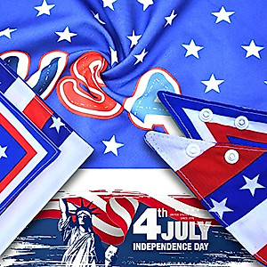Dog Bandanas, NEVIRIGE Dog Bandana Scarf in 2 Pack, Triangle American Flag Pet Bandana Supply with Lanyard for Phone and Pet, Pet Accessories, S Size