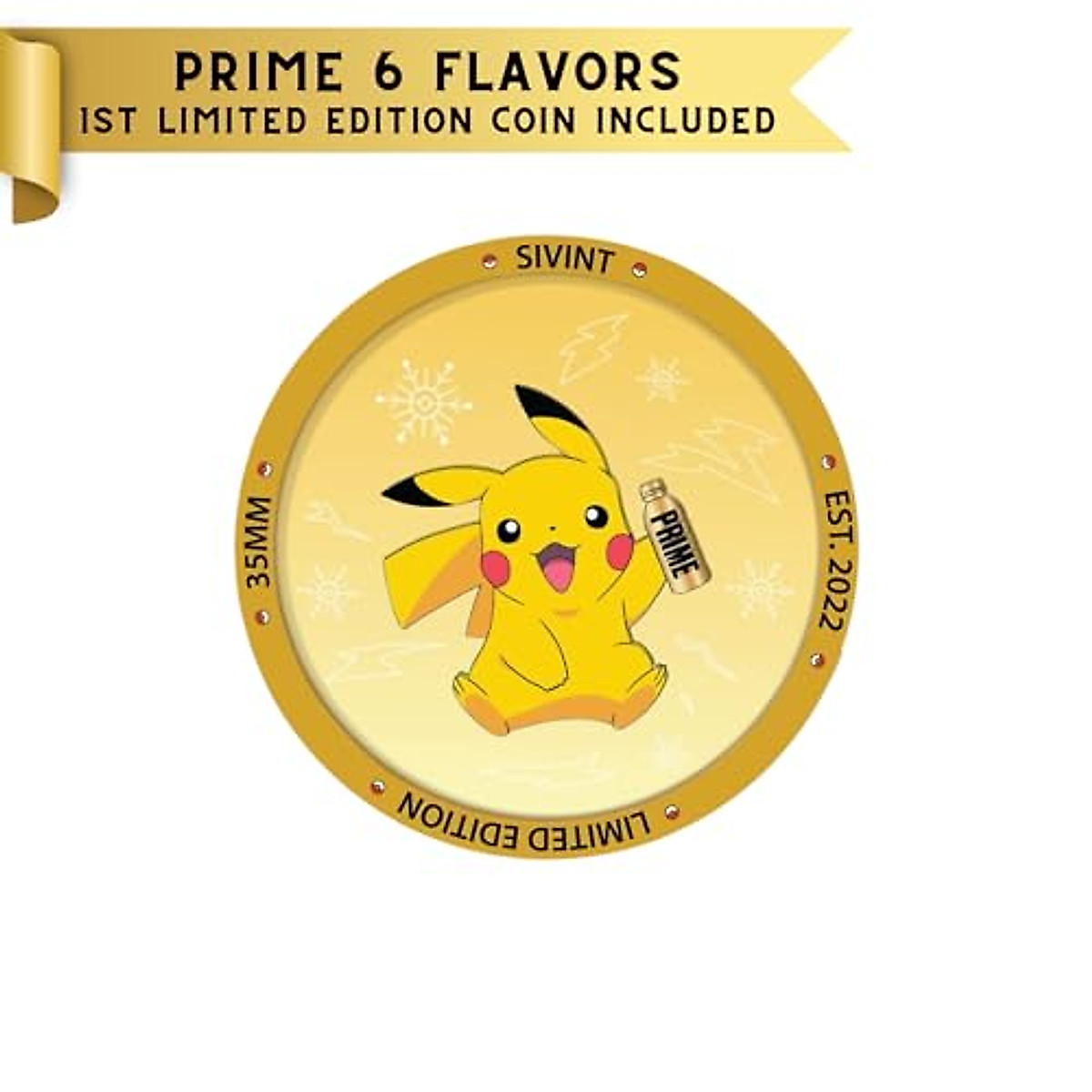 NEW FLAVOR! Prime Hydration Drink Variety Pack - 16.9 fl oz (7 Pack) Packaged by Sivint + 1ST LIMITED EDITION COIN